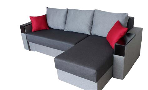 ᐉ Диван кутовий розкладний Анвіт Магнолія з нішою дерево ДСП тканина Темно сірий Сірий • Краща