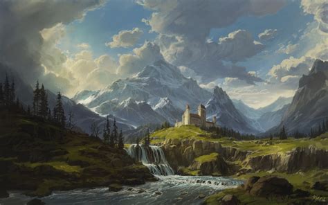 배경 화면 삽화 디지털 아트 자연 산들 성 2000x1250 Linuxmobile 2207555 배경 화면 Wallhere