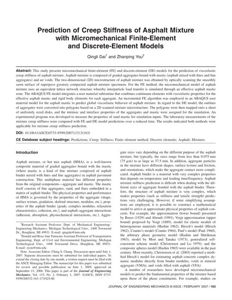 Pdf Prediction Of Creep Stiffness Of Asphalt Mixture With
