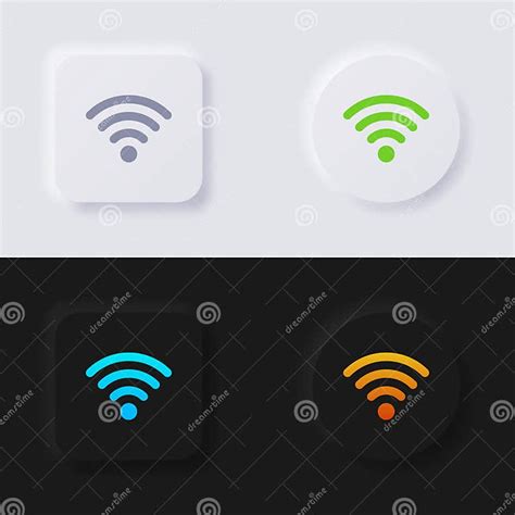Internet Signal Wave Symbol Icon Set Multicolor Neumorphism Button Soft Ui Design Stock Vector