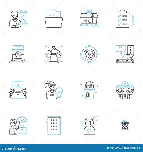 Operating Squad Linear Icons Set Teamwork Strategy Coordination Execution Leadership