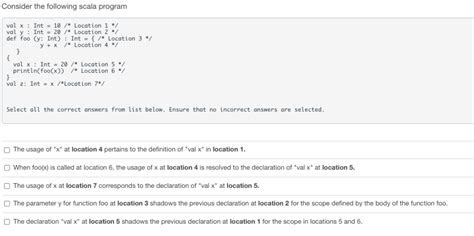 Solved Consider The Following Scala Program Val X Int 10