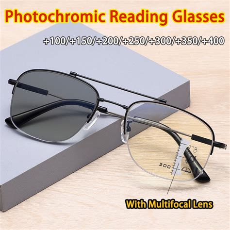 4 In 1 Photochromic Progressive Multifocal Reading Eyeglasses Memory