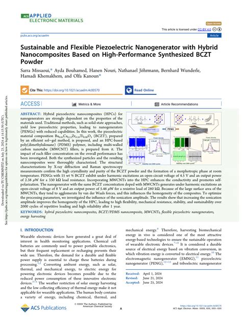 Pdf Sustainable And Flexible Piezoelectric Nanogenerator With Hybrid