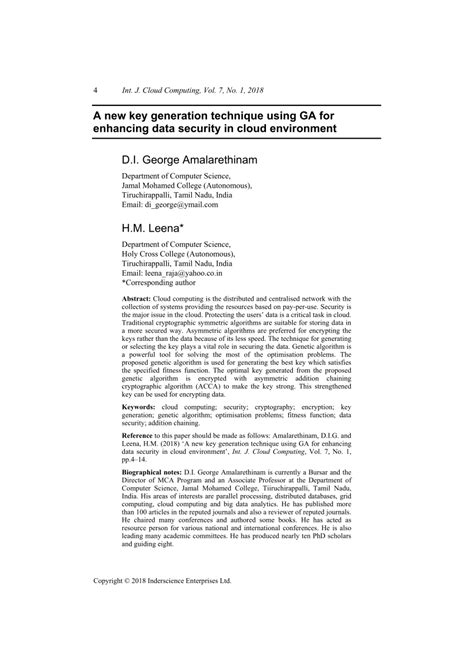 pdf a new key generation technique using ga for enhancing data