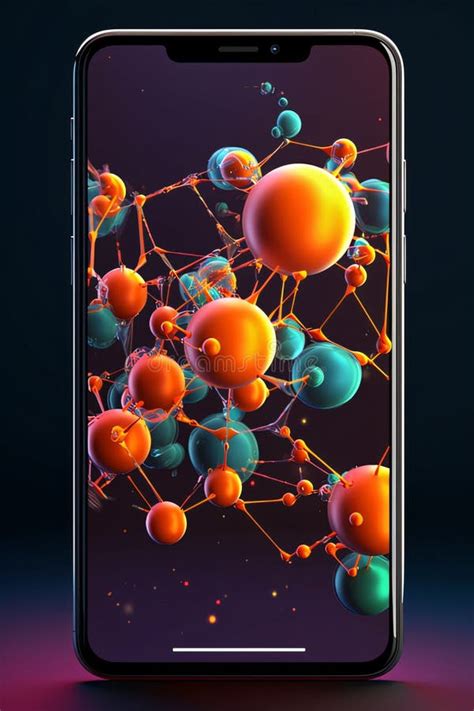 Modern Mobile Phone With Abstract Molecule Structure On The Screen