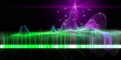 abstract background virtual color graph wavy grid with data and lines