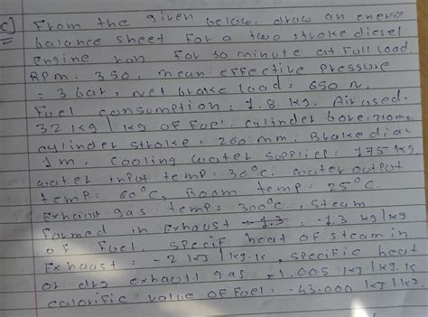 c from the given below draw an energy balonce sheet for a two stroke di