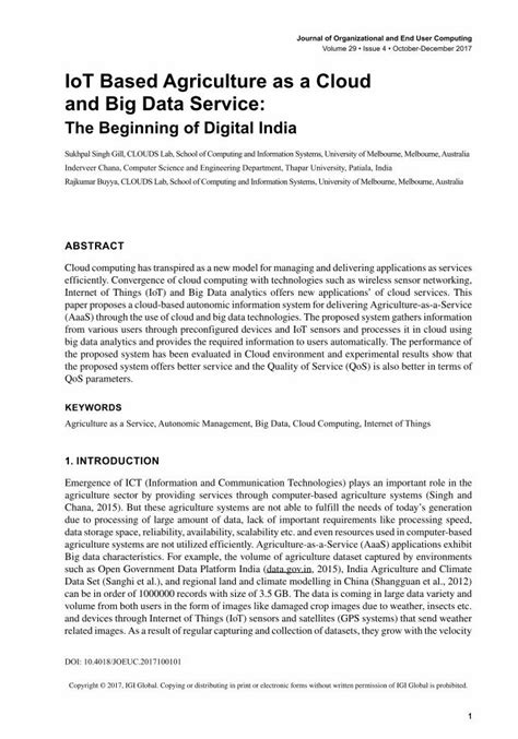 Pdf Iot Based Agriculture As A Cloud And Big Data Service · Iot Based
