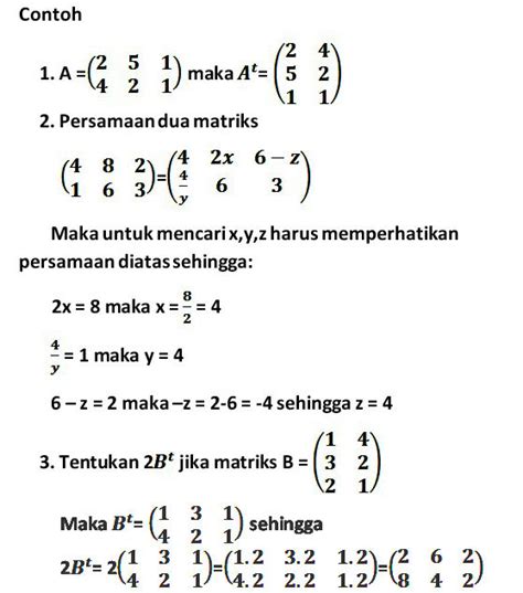 Rumus Operasi Matriks Matriks Inverse Transpose Dan Identitas Beserta Contohnya Anto Tunggal
