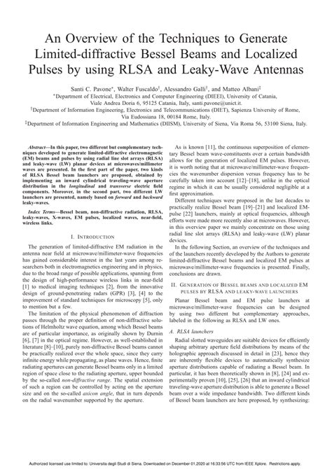 Pdf An Overview Of The Techniques To Generate Limited Diffractive