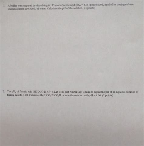 Solved A Buffer Was Prepared By Dissolving Mol Of Chegg