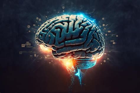 Premium Photo Human Brain Processing Glow With Technology Connection Data Symbols Generative Ai