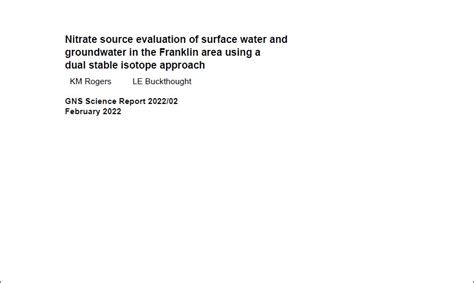 Nitrate Source Evaluation Of Surface Water And Groundwater In The