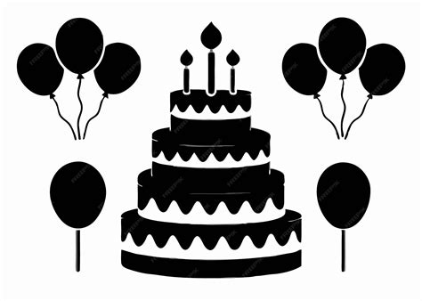 Birthday Cake With Balloons On White Background Premium Ai Generated