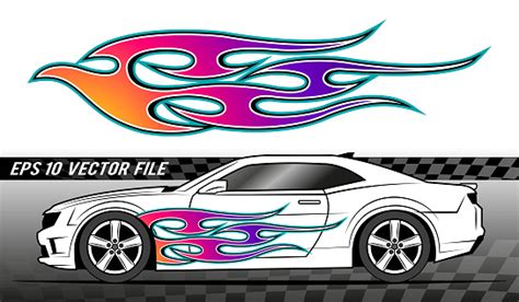 스포츠카 스피드 화재 불꽃 데칼 비닐 스티커 경주 용 자동차 부족 화재 불꽃 벡터 Eps 그래픽 자동차 자동차 트럭 보트 Suv