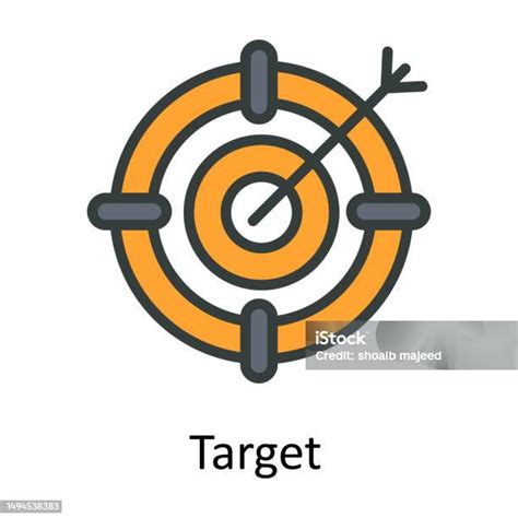 타겟 벡터 채우기 윤곽선 아이콘 디자인 그림입니다 흰색 배경에 사용자 인터페이스 기호 Eps 10 파일 개념에 대한 스톡 벡터 아트 및 기타 이미지 Istock