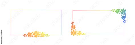 Rectangle Rainbow Floral Frame Template Set Pride Month Frame Border Design Element Vector Art