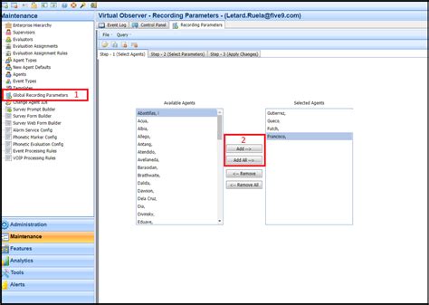 five9 qm how to update the recording parameters for multiple users