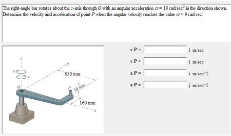 Solved The Right Angle Bar Rotates About The Z Axis Through