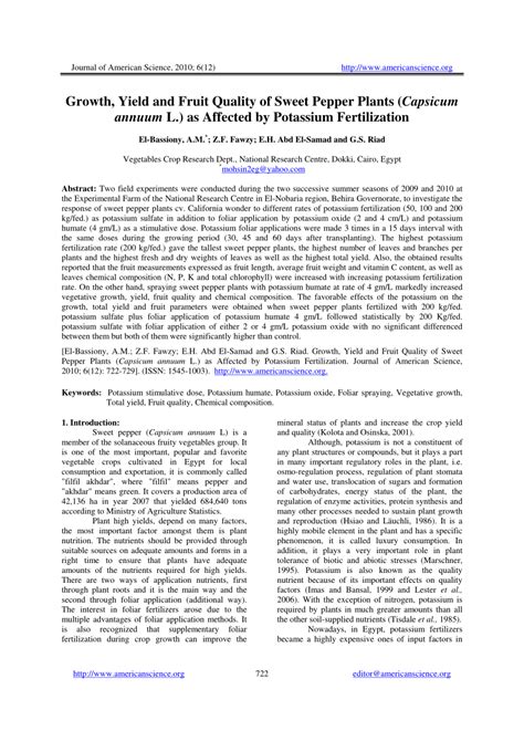Pdf Growth Yield And Fruit Quality Of Sweet Pepper Plants Capsicum Annuum L As Affected By