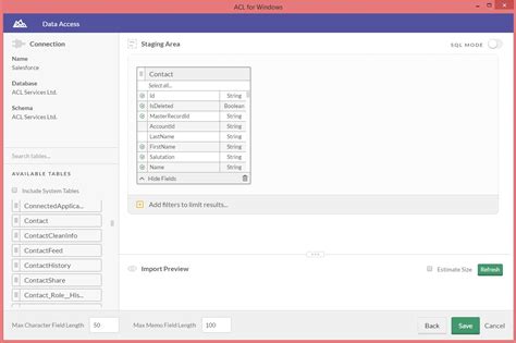 Import Salesforce Data Into Acl Analytics