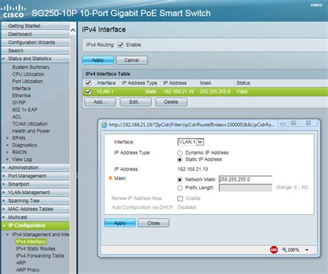 Sg250 10p Cannot Assign Static Ip Address Cisco Community