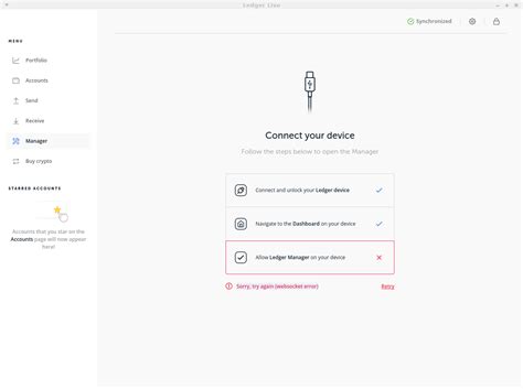 No Access To Ledger Manager With Nano S Sorry Try Again Websocket Error · Issue 2341