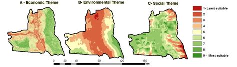 combined themes map result of the weighted linear combination