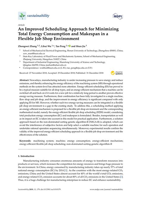 Pdf An Improved Scheduling Approach For Minimizing Total Energy Consumption And Makespan In A