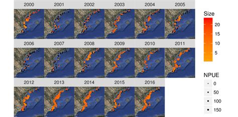 Observed Spatio Temporal Distributions Of Numbers Per Unit Effort And
