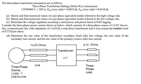 solved the three phase transformer parameters are as follows