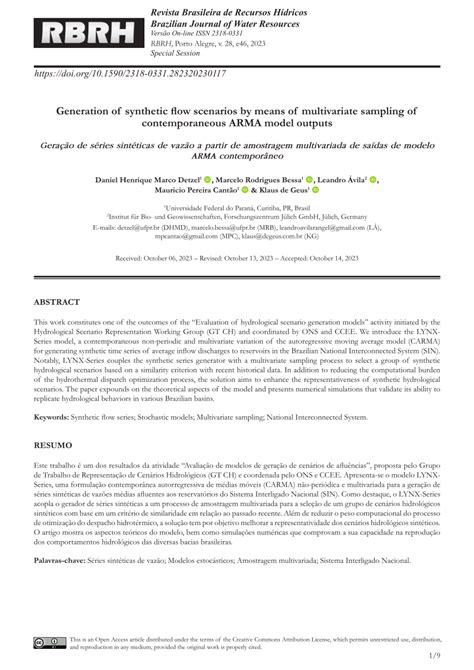 Pdf Generation Of Synthetic Flow Scenarios By Means Of Multivariate Sampling Of