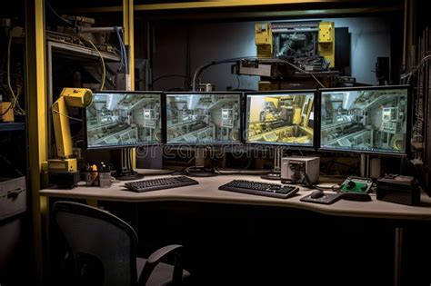 Modern Control Room With Multiple Screens Displaying Real Time