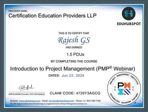 Rajesh Gopalakrishnan On Linkedin First Step Towards Next Certification Eduhubspot Varun