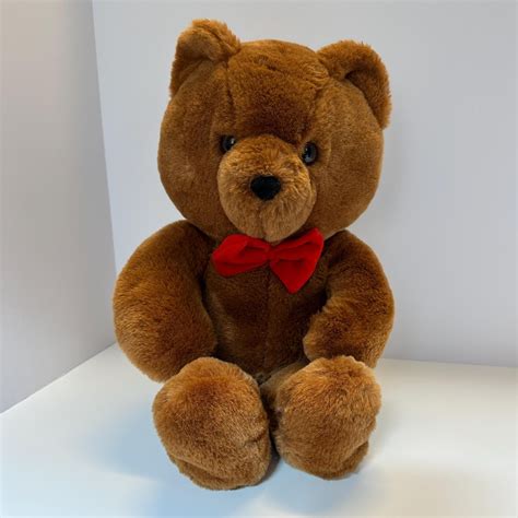 Vintage 1986 Dakin Honey Jo Teddy Bear 20 Plush Red Bow Tie Fun Farm Soft Etsy