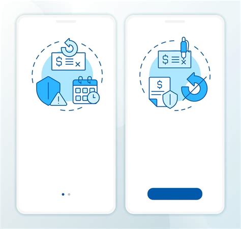 Recourse Nonrecourse Factoring Blue Onboarding Mobile App Screen Walkthrough 2 Steps Editable
