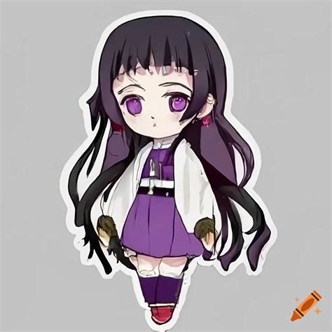 Chibi Character Kanao Tsuyuri From Demon Slayer Standing With White