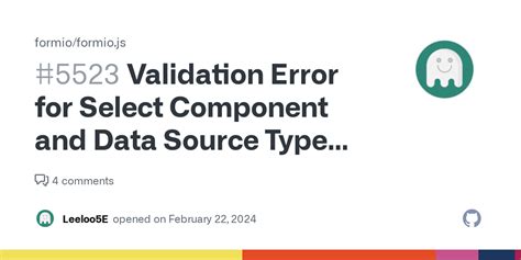Validation Error For Select Component And Data Source Type Url · Issue 5523 · Formioformiojs