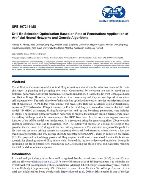 pdf drill bit selection optimization based on rate of penetration application of artificial