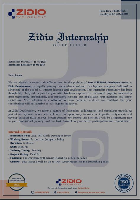 Internship Javadeveloper Fullstackdevelopment Careergrowth Mohd Laden