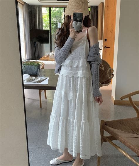 유리스 특가🌴 레이스 뷔스티에 롱 원피스 끈나시 레이어드 캉캉치마 플레어 A라인 브이넥 민소매 여름 바캉스룩