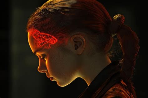 Brain Connectivity Cognitive Function And Neural Pathways Profile Of Girl With Glowing Red Brain