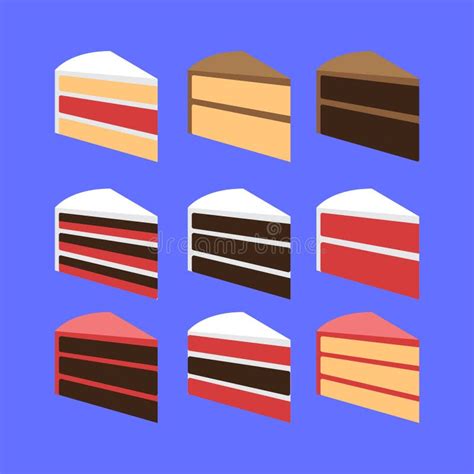 Collection Of 9 Delicious Slice Cake Stock Vector Illustration Of