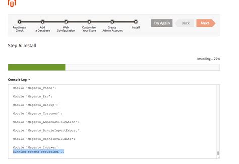Installation Stops At Running Schema Recurring 27 Magento Forums