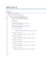 Babe Unit 3 Java Solutions Docx JAVA Unit 3 Exercise 1 Exercise 2 Exercise 3 Graded