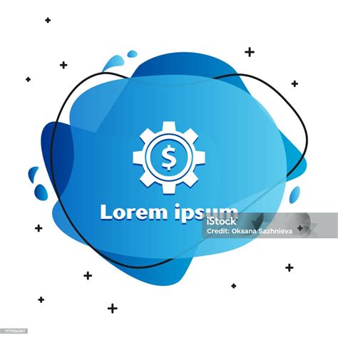 흰색 배경에 격리 된 달러 기호 아이콘이있는 흰색 기어 비즈니스 및 재무 개념 아이콘입니다 액체 모양의 추상 배너입니다 벡터 일러스트레이션 개념에 대한 스톡 벡터 아트 및