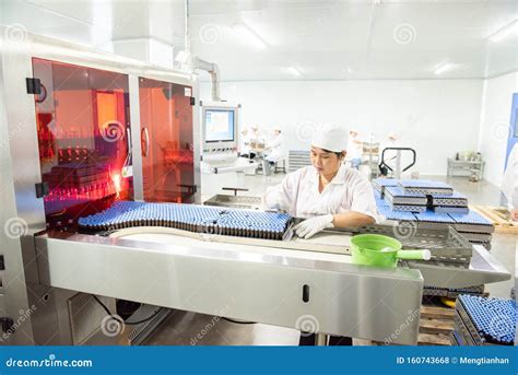 Aseptic Workshop Pharmaceutical Packaging Assembly Line Editorial Image