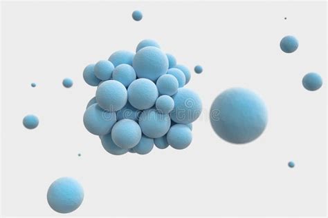 Blue Spheres With The Textured Surface Random Distributed 3d Rendering Stock Illustration