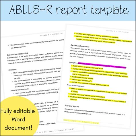 Ablls R Assessment Of Basic Language And Learning Skills Report Template
